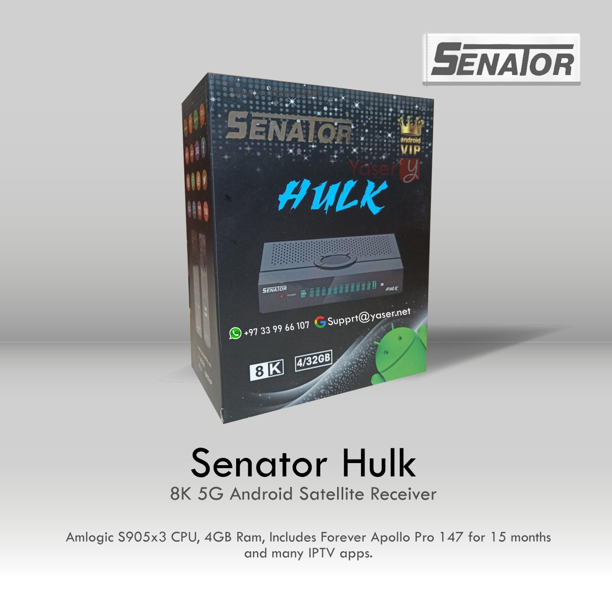 Senator Hulk 8K Android Satellite Receiver - Yaser Satellite