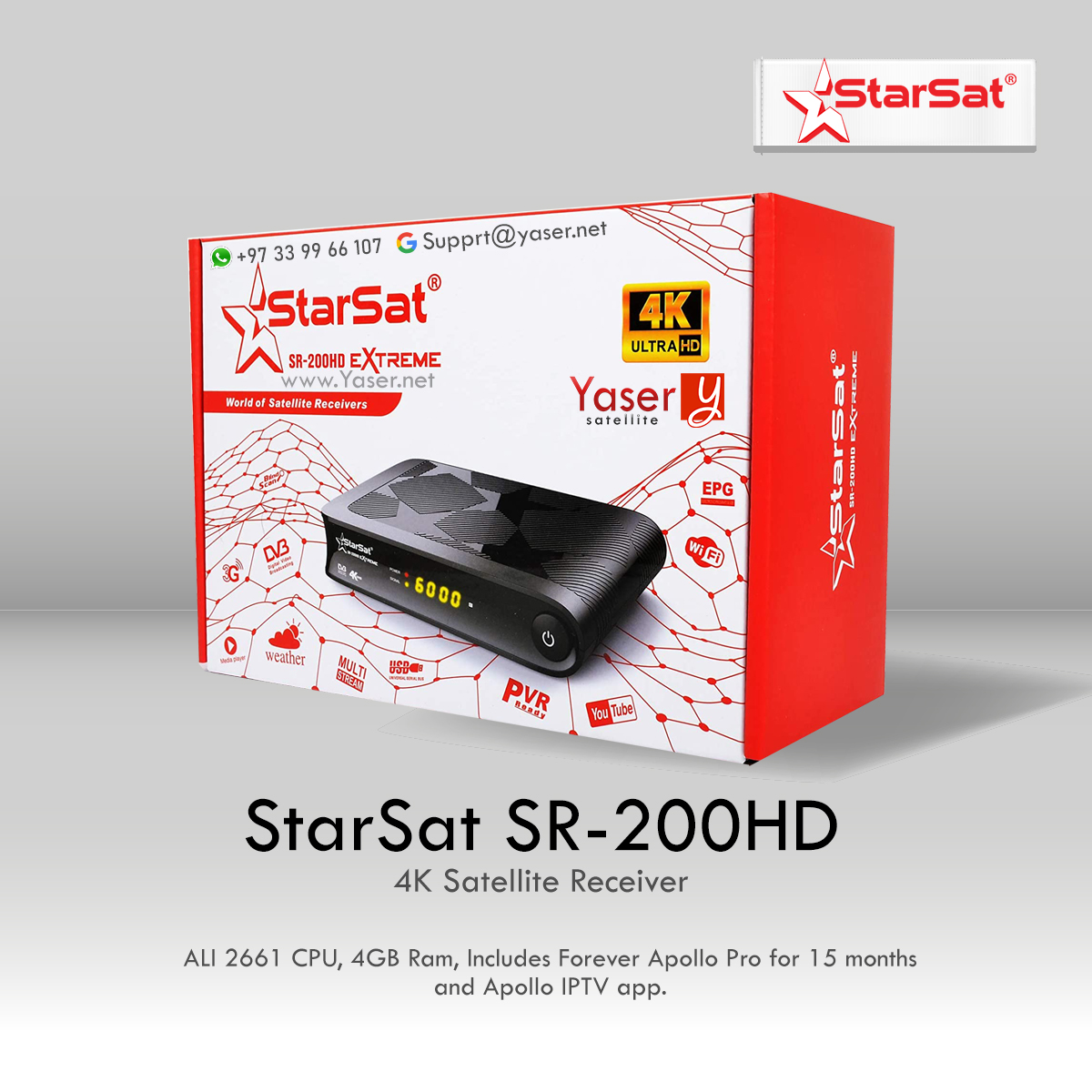 Starsat SR-200HD Extreme 4K UHD Satellite Receiver - Yaser Satellite