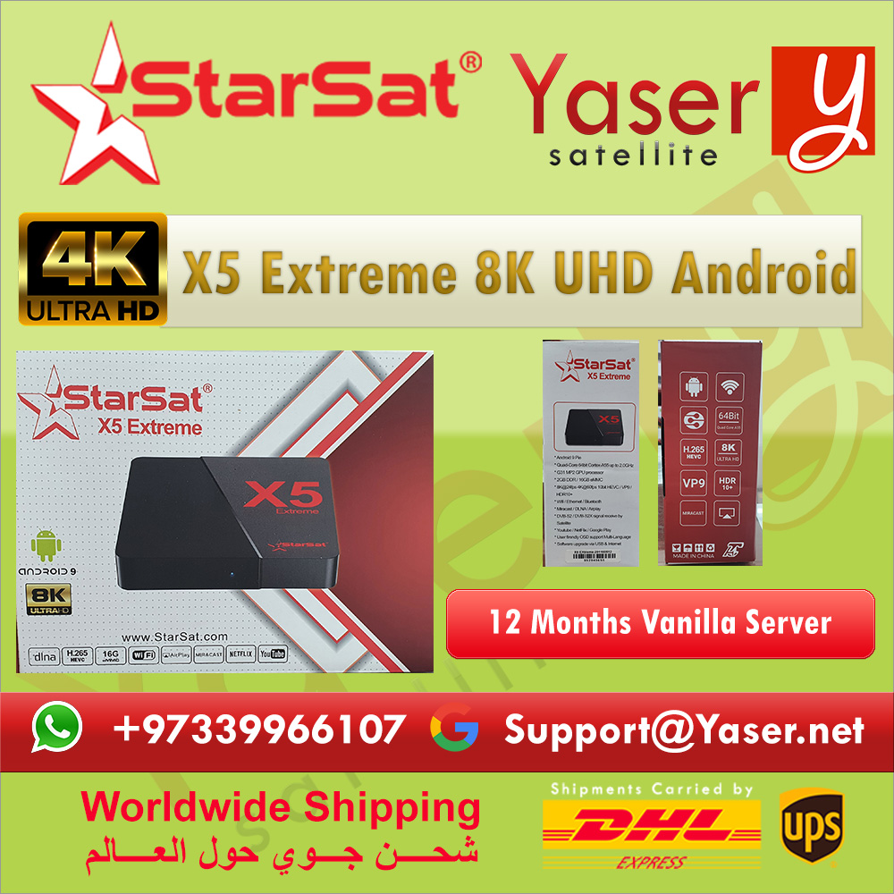 Starsat X5 Extreme 4K 8K UHD Android 9 Satellite Receiver - Yaser Satellite