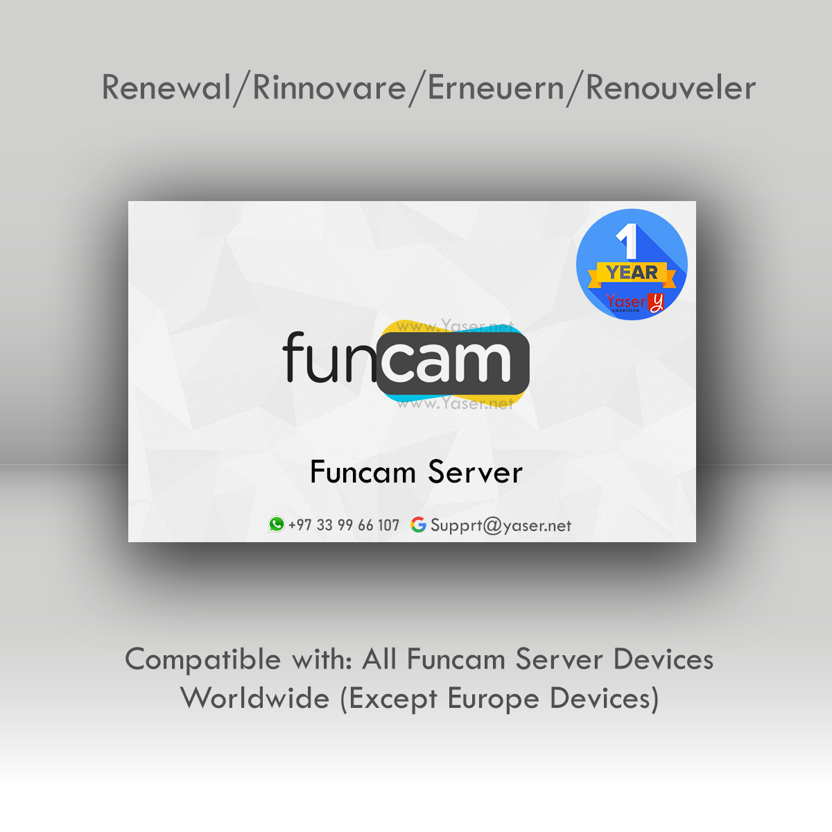 Funcam Server 12 Months Renewal - Yaser Satellite