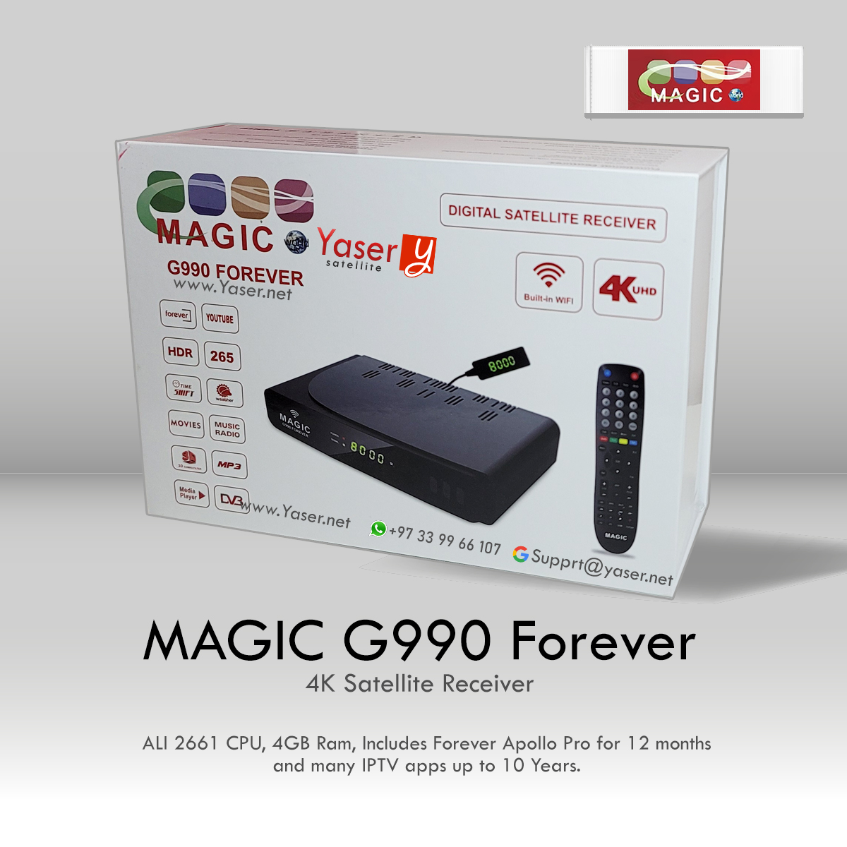 Magic G990 Forever 4K Satellite Receiver - Yaser Satellite
